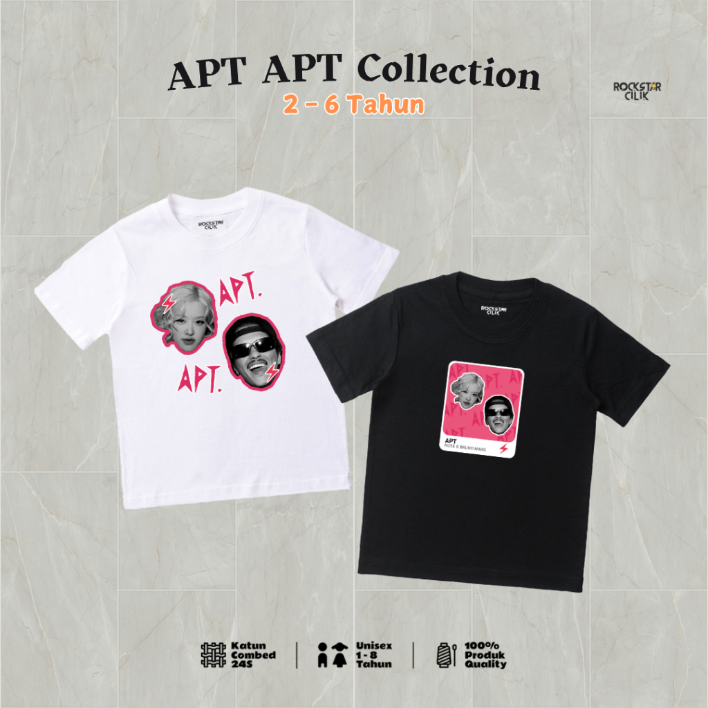 Jual Kaos Band Anak APT Rose Bruno Mars Rockstar CIlik | Shopee Indonesia