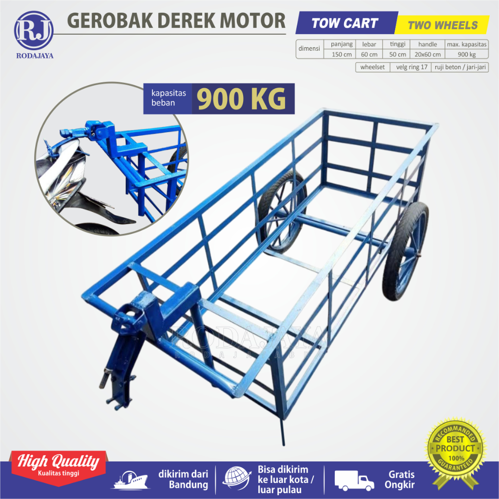 Jual TOW CART / Gerobak derek motor ukuran 150x60x50 cm / crane barrow ...