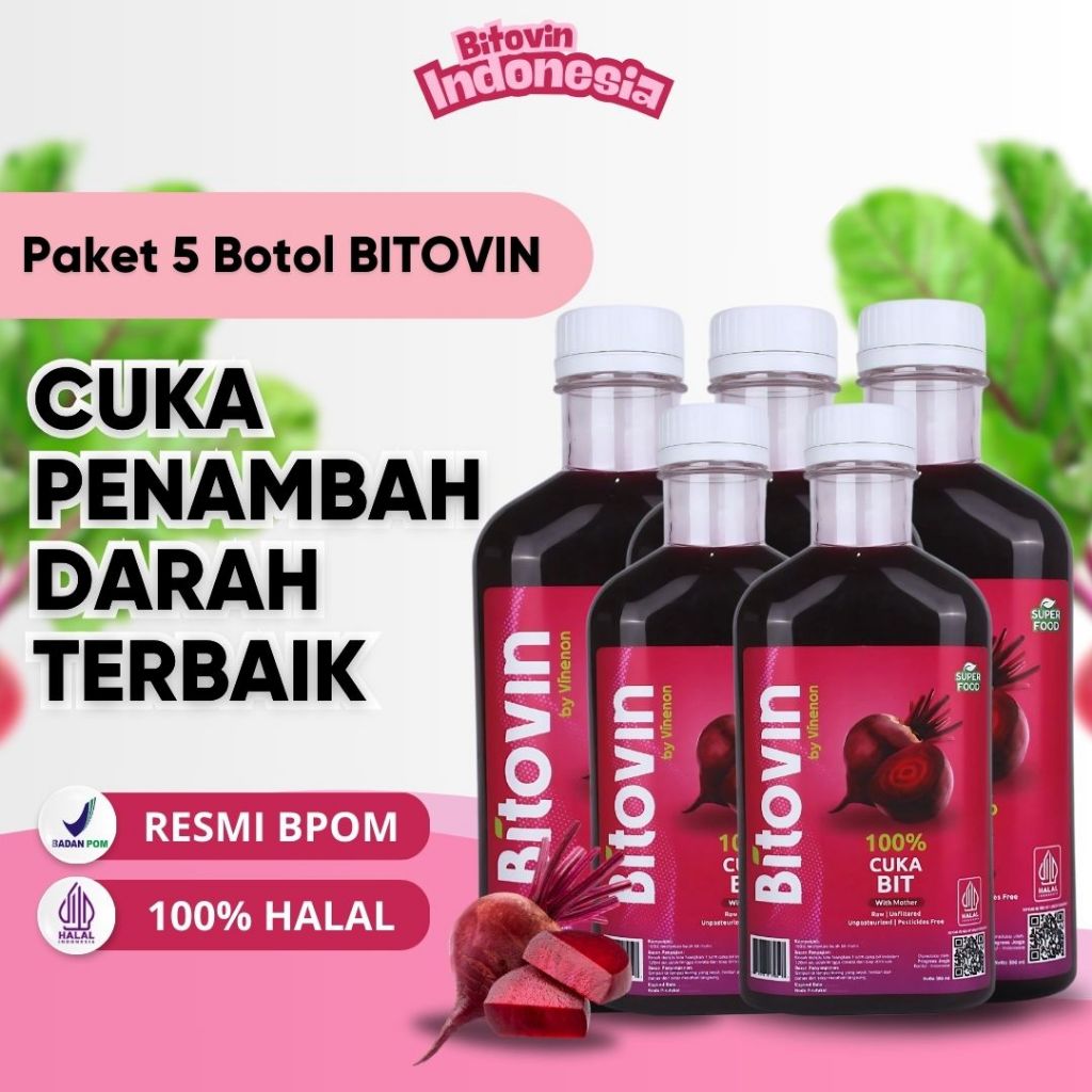 Jual Bitovin 5 Botol - Cuka Buah Bit Murni 100% Halal - Bantu Atasi ...
