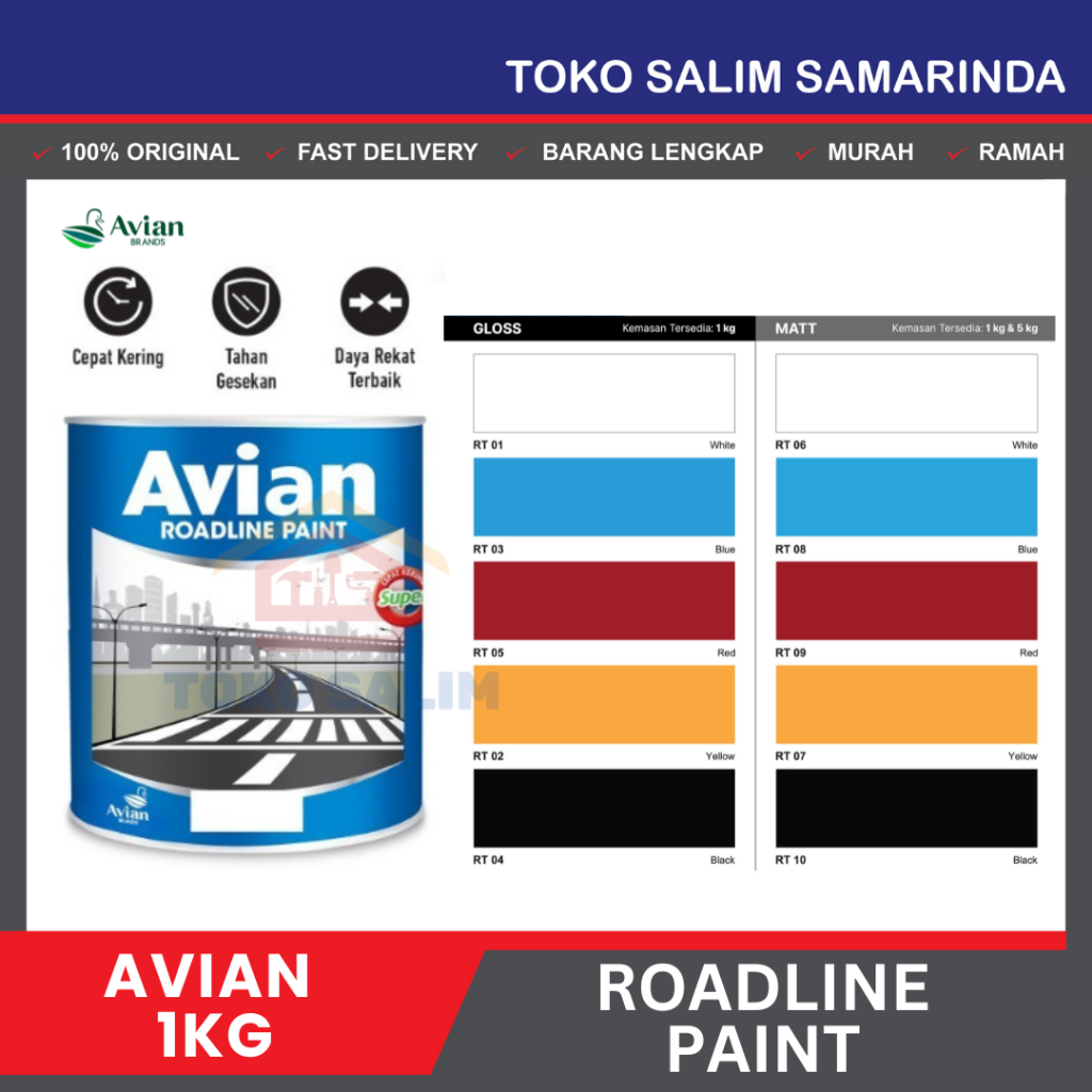 Jual Cat Marka Jalan Road Line AVIAN 1kg - GLOSSY/ Mengkilap RT01 ...