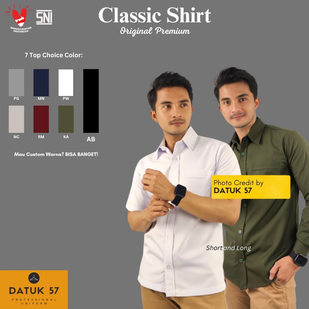 Jual Original Premium by Datuk 57 : Seragam Kemeja Basic Polos Slimfit ...