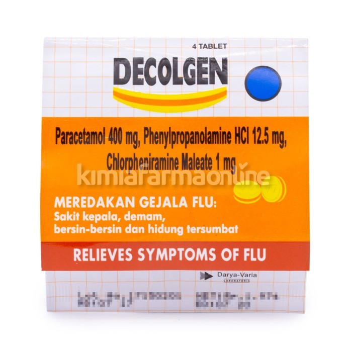 Jual DECOLGEN STRIP 4 TABLET / OBAT FLU DEMAM SAKIT KEPALA DECOLGEN ...