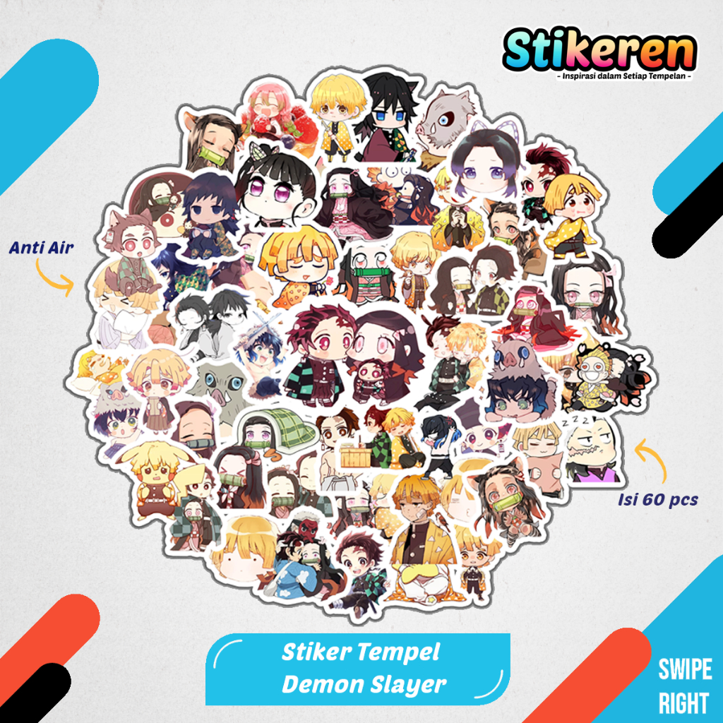 Jual Stiker Demon Slayer Chibi Anime Kartun Film Paper Vinyl Dekorasi ...