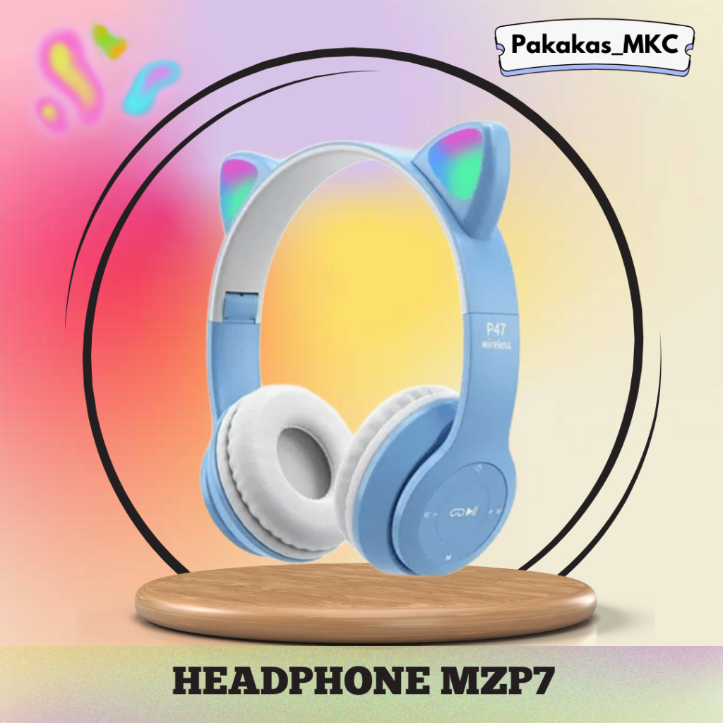 Jual Headset Bluetooth MZ47U Wireless Gaming LED Cat Ear | Headphone ...