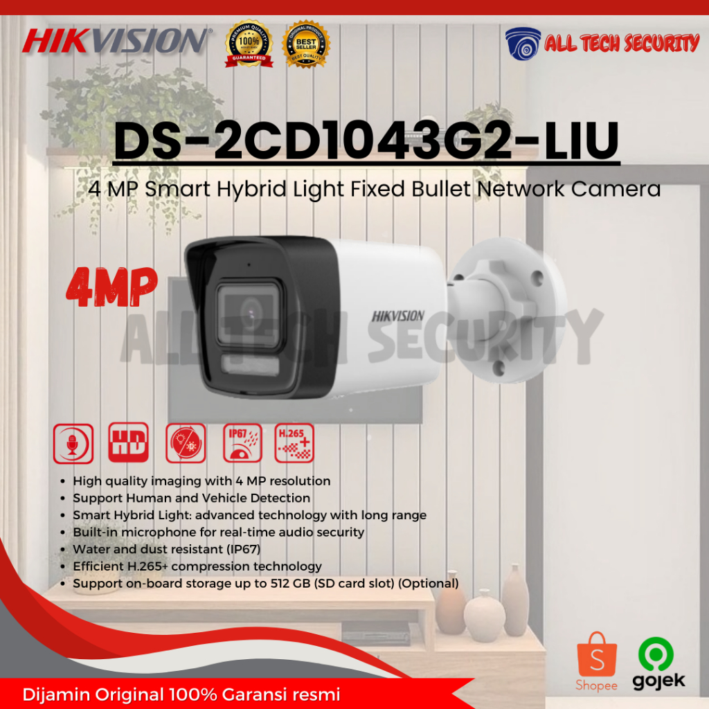 Jual Hikvision DS-2CD1043G2-LIU 4MP Smart Hybrid Light Fixed Bullet Network Camera/ Outdoor ...