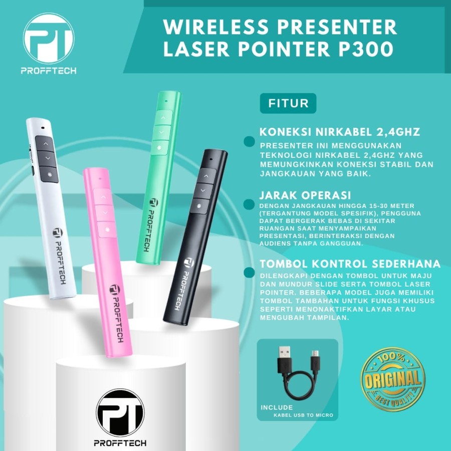 Jual Laser Pointer Presenter Wireless P-300, Original Profftech -Pink | Shopee Indonesia