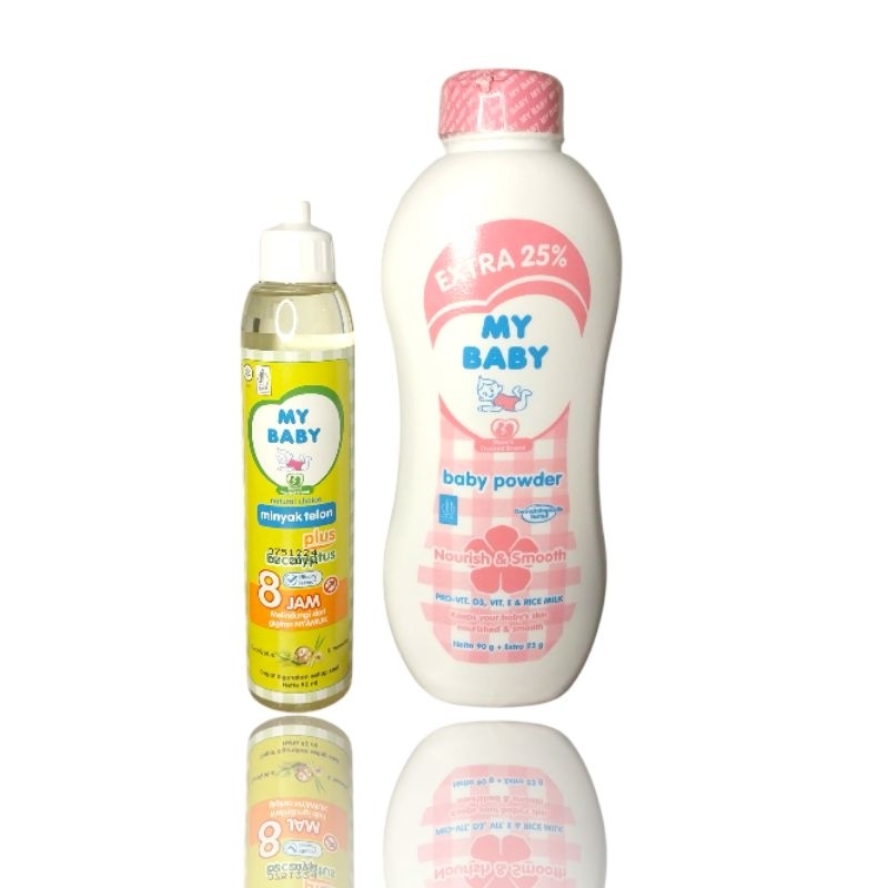 Jual MY BABY paket 2in1 Bedak 90g+23g&Minyak Telon Plus Eucalyptu 90ml | Shopee Indonesia