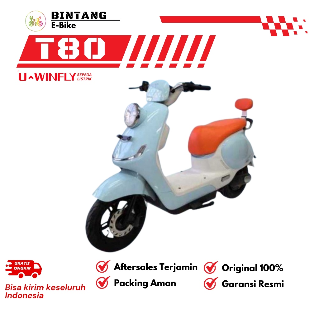 Jual PROMO MOTOR LISTRIK UWINFLY T80 | Lampu LED, Bagasi Luas, 1200 ...