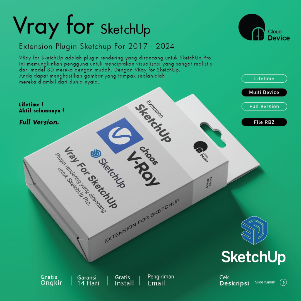 Jual Vray Extension Plugin SketchUp untuk Pro. 2017 - 2024 | Shopee ...