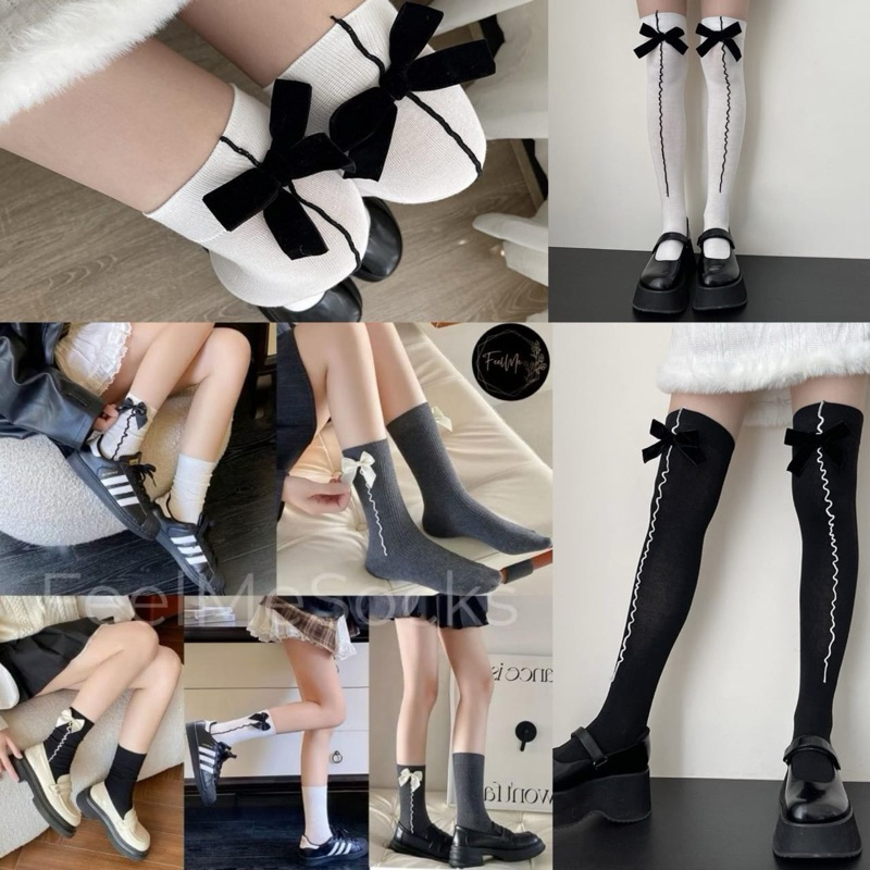 Jual Feelme KK-443 Kaos Kaki Lolita Pita bergaris Y2K Cosplay Fashion ...