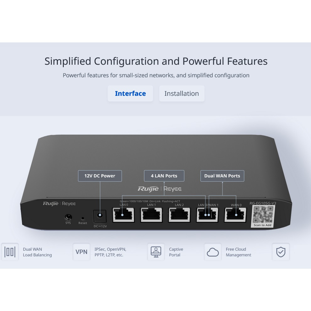 Jual EG105G V3 Ruijie EG105G V3 5port Gigabit, Dual WAN Load Balancing, VPN, Captive Portal ...