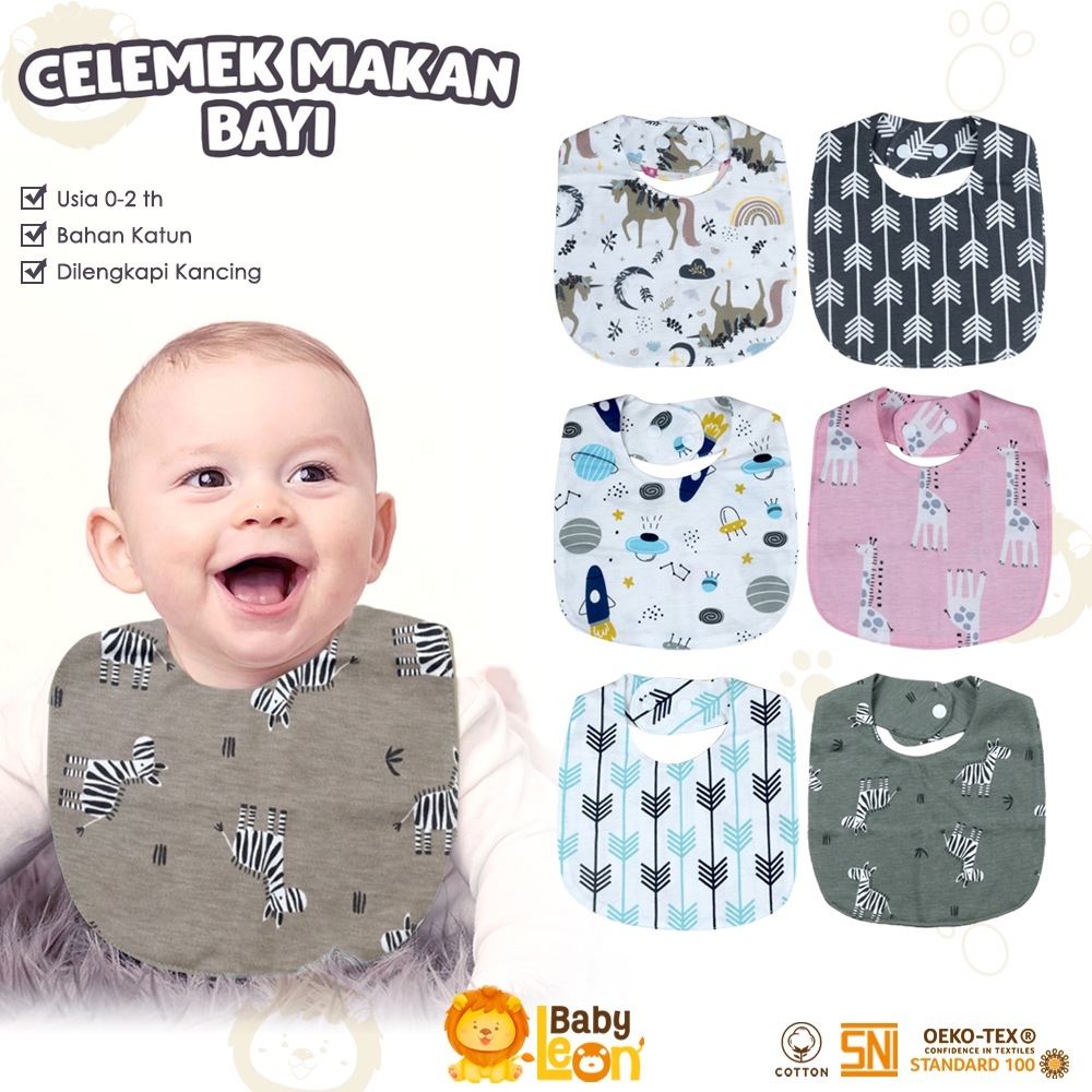 Jual BABY LEON Slaber Bayi Slaber Makan Bayi Slaber Kain Clemek Apron ...