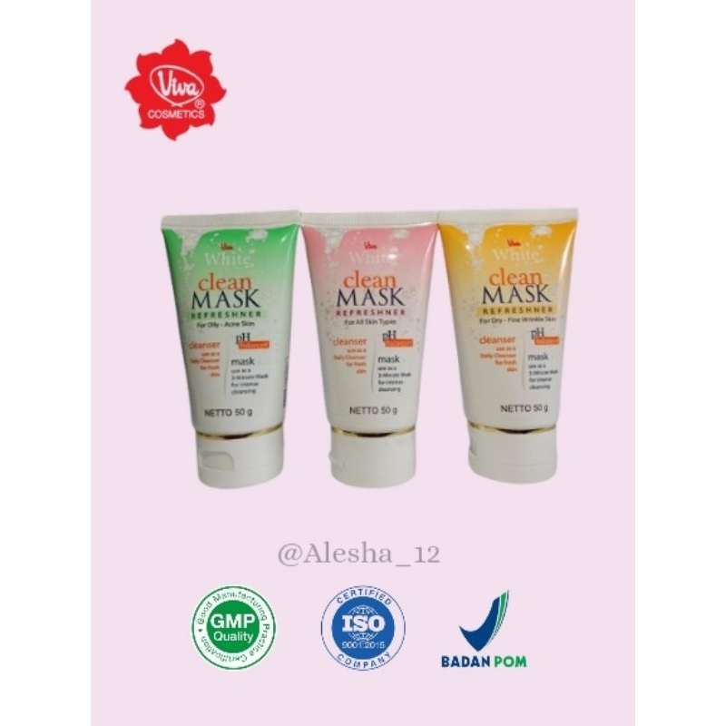 Jual Viva White Clean Mask Refreshner Face Cleanser / Masker 50g ...