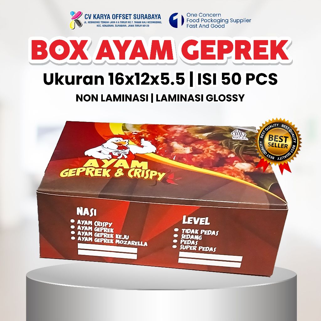 Jual Box Ayam Geprek isi 50 pcs | Dus | Kotak | KFC | Kardus | Ayam ...