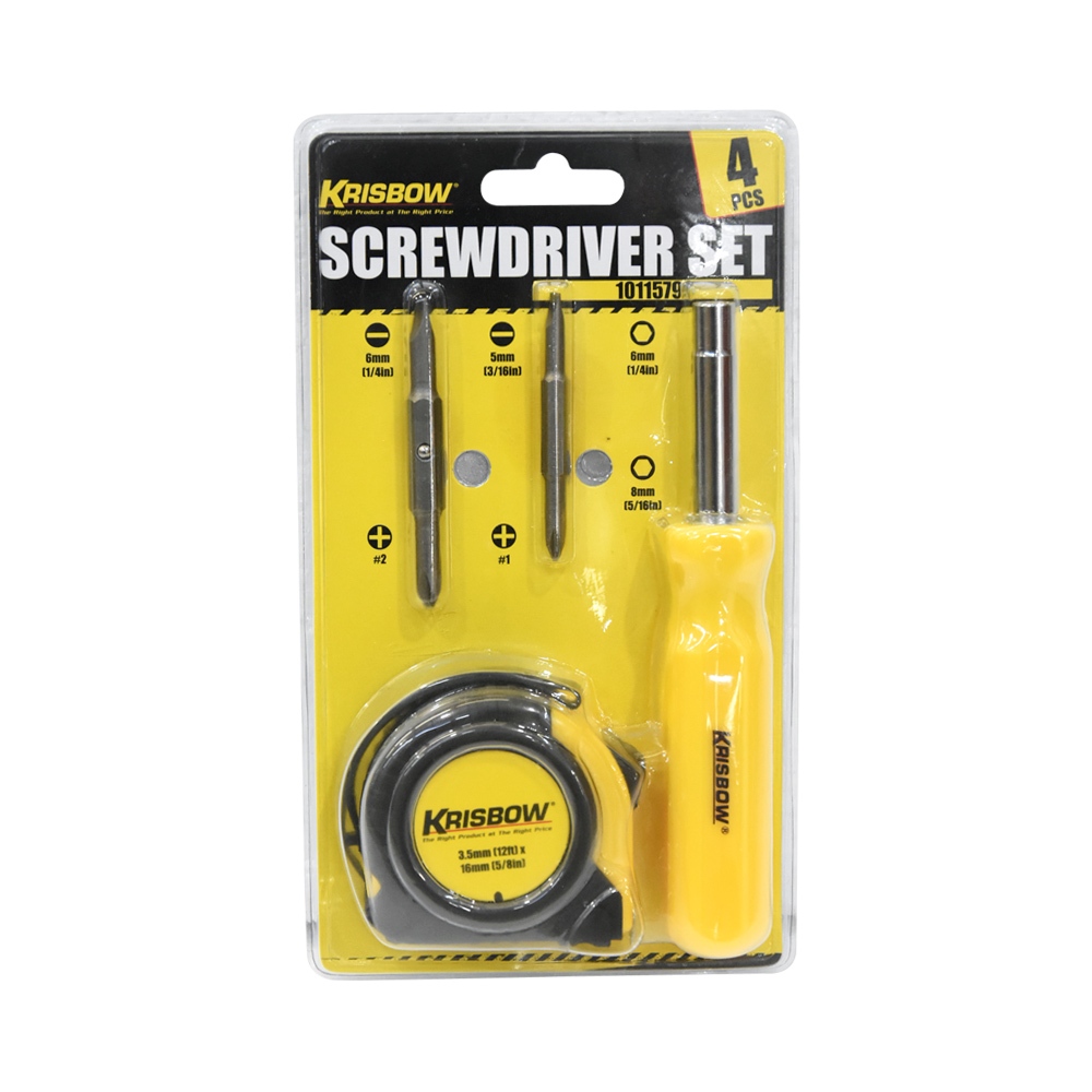 Jual Krisbow Screwdriver Set 4 Pcs Obeng & Meteran Lrss4 | Shopee Indonesia