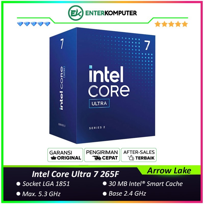 Jual Intel Core Ultra 7 265F 2.4GHz Up To 5.3GHz - Cache 30MB [Box ...