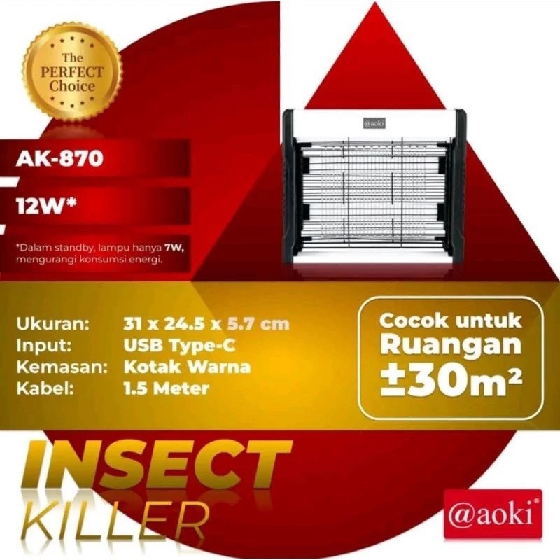 Jual AOKI INSECT KILLER MOSQUITO PERANGKAP NYAMUK LALAT LAMPU UV 12 watt | Shopee Indonesia