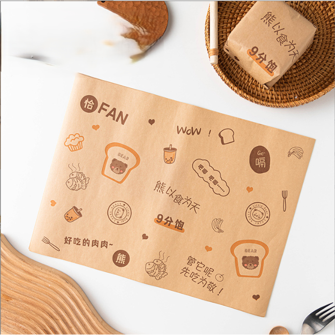 Jual POPIBake 50pcs 28x38 kertas roti motif BEAR ROTI / wax paper ...