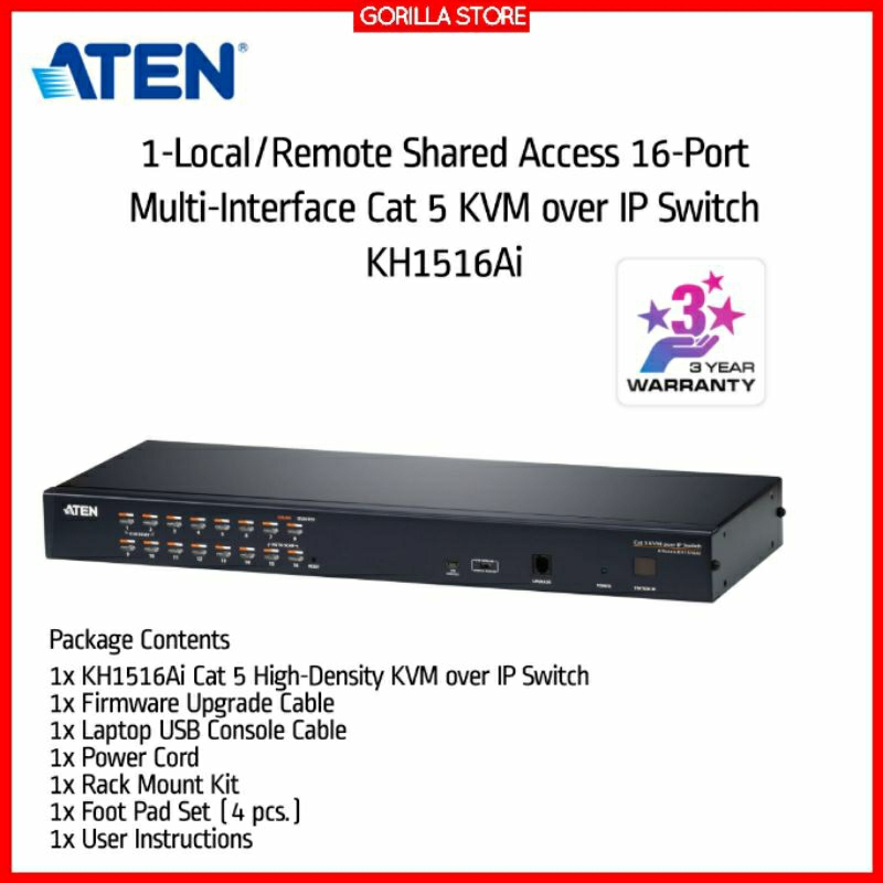 Jual ATEN 1-Local/Remote Shared Access 16-Port Multi-Interface Cat 5 ...