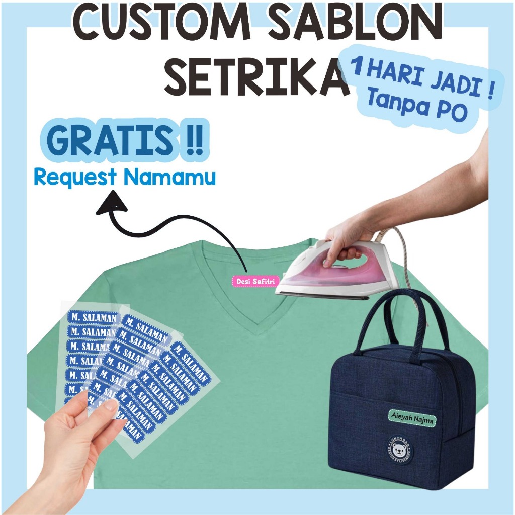 Jual AniLab Sticker / LABEL CUSTOM NAMA Kain Sablon Label Setrika ...