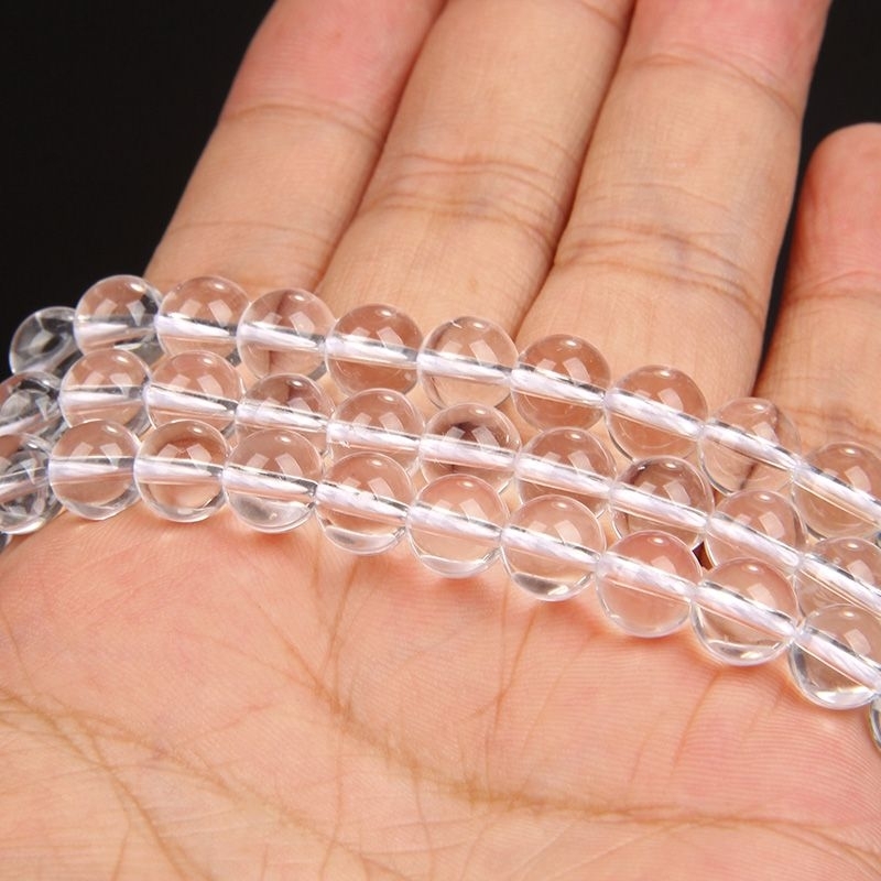 Jual Manik Batu Clear Quartz Glossy putih Bening 6mm 8mm 10mm | Shopee ...