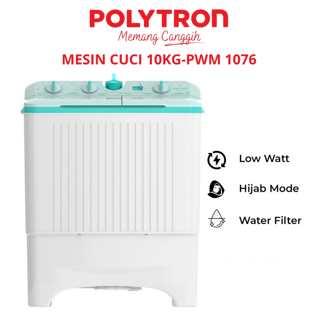 Jual POLYTRON Mesin Cuci & Pengering 2 Tabung 10KG PWM-1076 Washing ...
