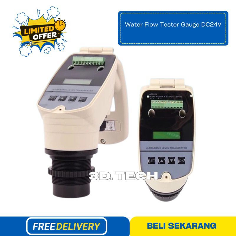 Jual Ultrasonic Level Meter 4-20mA 24V 0-10m Water Flow Tester Gauge ...