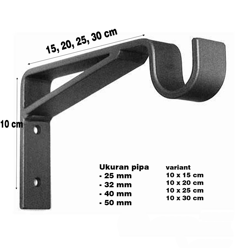 Jual all size / bracket siku besi gantungan / gantungan gorden / siku ...
