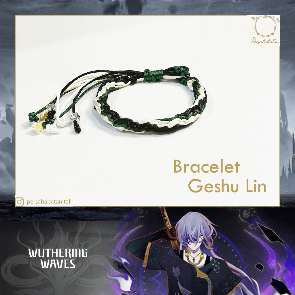 Jual Geshu Lin Wuthering Waves Bracelet Gelang Tali Hitam Hijau Putih ...