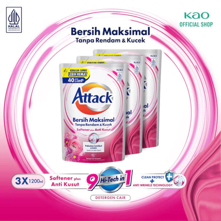 Jual attack deterjen bubuk bersih maksimal tanpa rendam dan kucek plus softener + anti kusut ...