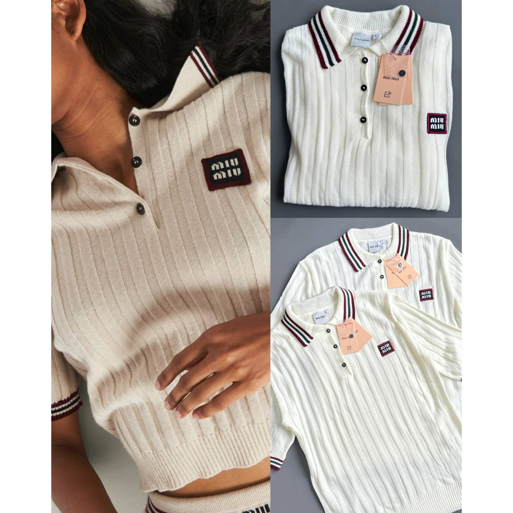 Jual Baju Polo Wanita Rajut Miu2 Soft Knit Blouse | Shopee Indonesia