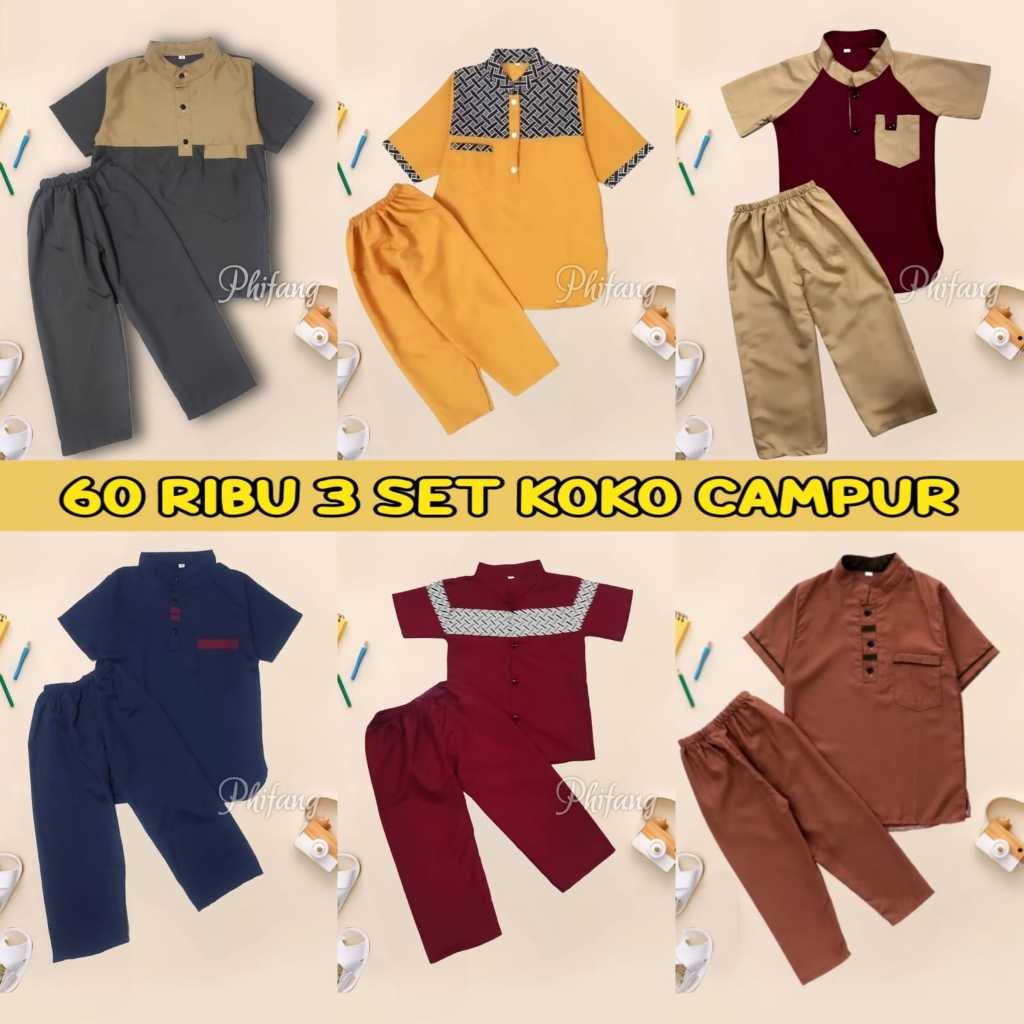 Jual PAKET 3 SET KOKO ANAK 1-10 TAHUN CAMPUR MODEL/SETELAN KOKO ANAK ...