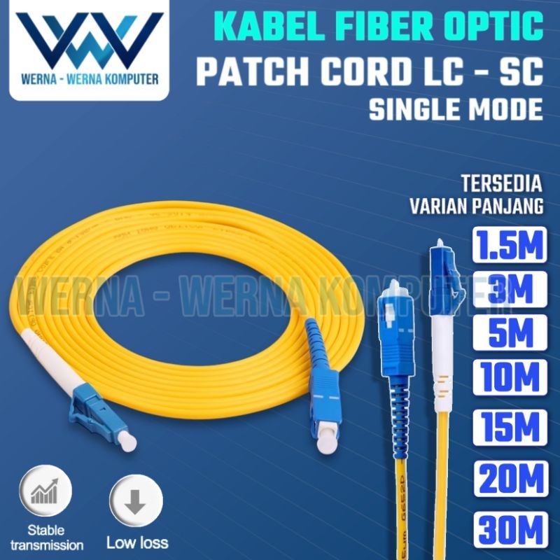 Jual KABEL FIBER OPTIC SIMPLEX LC - SC UPC PATCH CORD SINGLE MODE INTERNAL FIBER OPTIK 1.5 / 3 ...