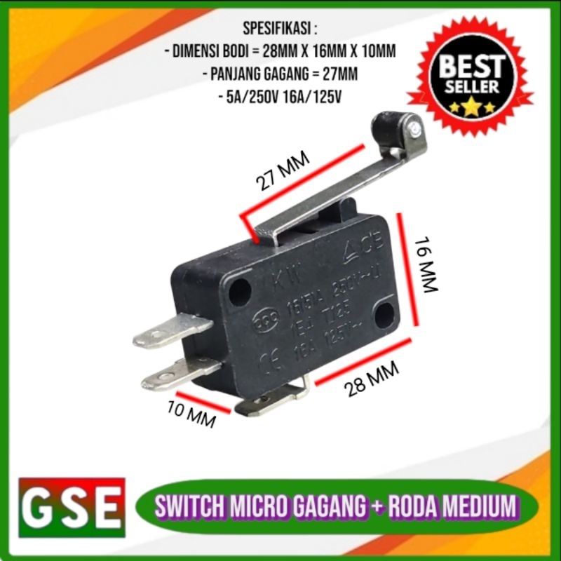 Jual Switch MICRO Gagang + roda Medium / Saklar Micro limits switch medium | Shopee Indonesia