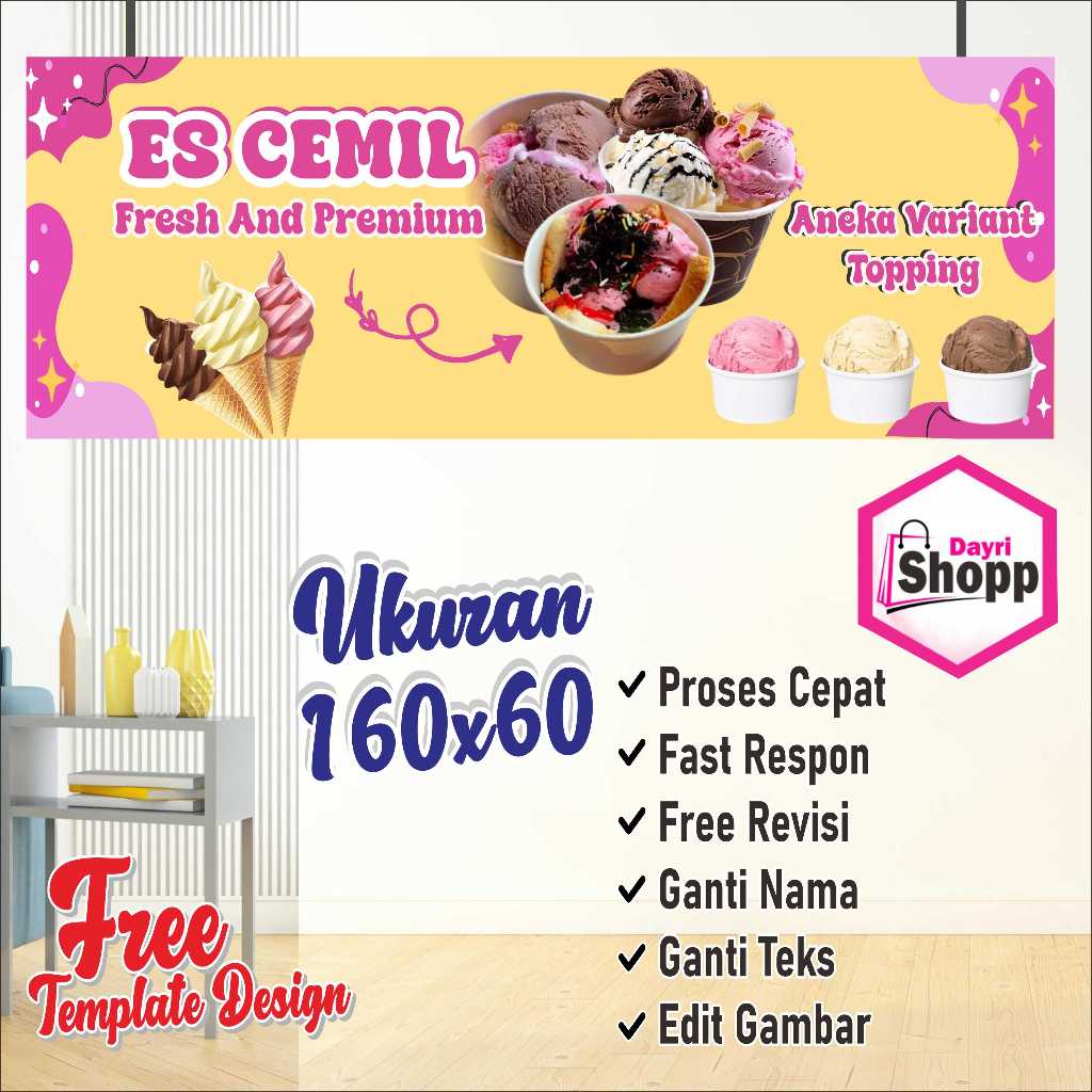 Jual Size 160x60 Cm,Spanduk Banner Es Pessia Putih Es Cemil Cantik ...