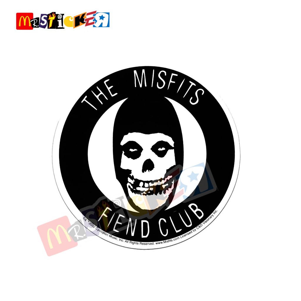 Jual sticker band The Misfits Fiend Club logo rounded stiker horror ...