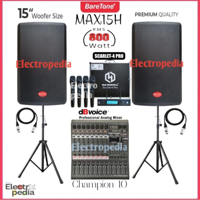 Jual Paket Sound System Speaker Aktif 15inch Baretone Max15H Mixer DB ...