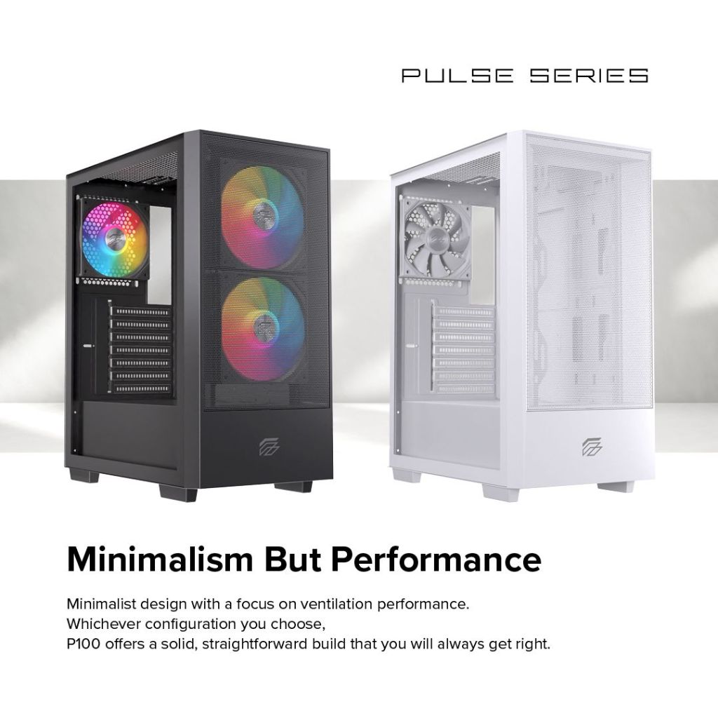 Jual EINAREX Pulse P100 Black and White GAMING CASE ATX WITH 2x 140mm ...