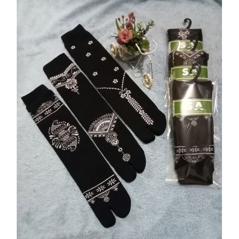 Jual kaos kaki jempol motif hena warna hitam (1 pasang) | Shopee Indonesia