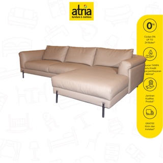 Jual Atria Sofa L Shape Hello Artificial Leather Light Tan | Shopee ...
