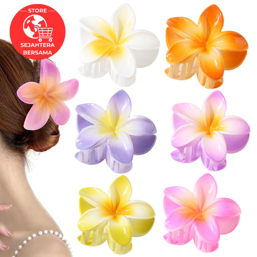 Jual SB 8Cm Jepit Rambut Motif BUNGA KAMBOJA GRADASI Bahan Akrilik Gaya Korea Import/Jepit Jedai ...
