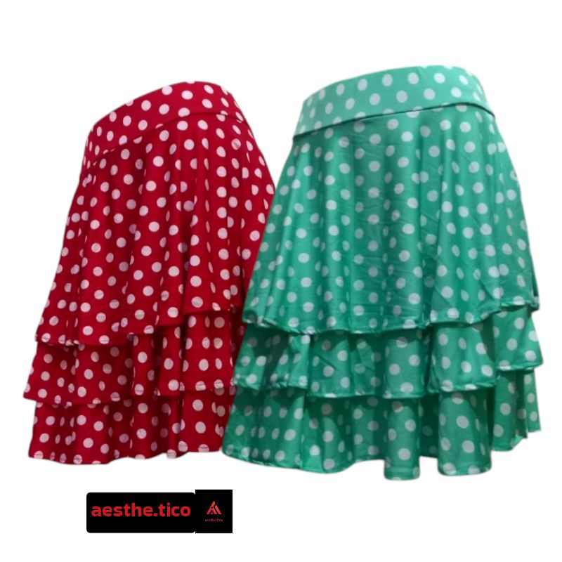 Jual Rok Jumbo Susun 3 Polkadot Panjang Rok 47cm Bahan Spandek Balon ...