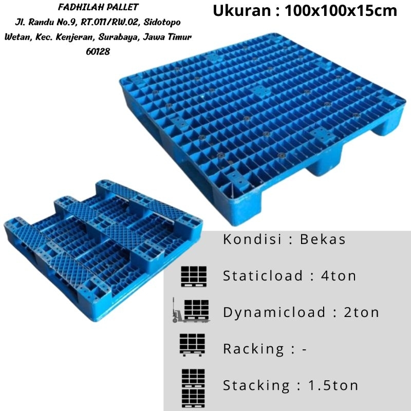 Jual PALLET PLASTIK BIRU KUAT UKURAN 100X100X15CM UNTUK ALAS BARANG ...