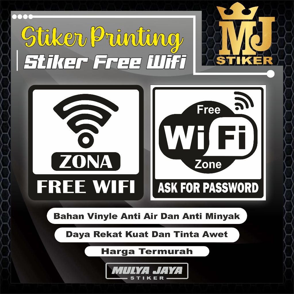 Jual PROMO Mulya Jaya Stiker Free Wifi / Stiker Wifi Gratis / Stiker ...
