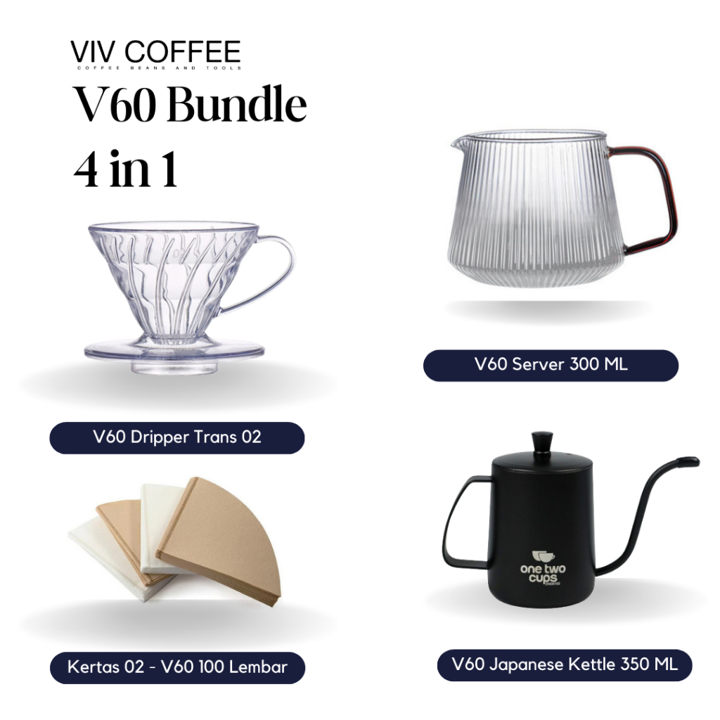 Jual Paket Alat Kopi Manual V60 Teko Dripper Server 4 in 1 | Shopee ...