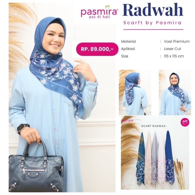 Jual Pasmira Scarf Radwah Jilbab Segiempat Bahan Voal Premium Warna ...