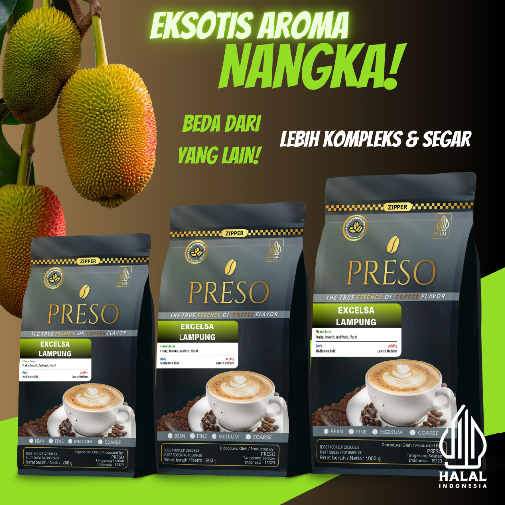 Jual PRESO Biji Kopi Bubuk Excelsa Lampung Nangka Series Coffee Roast ...