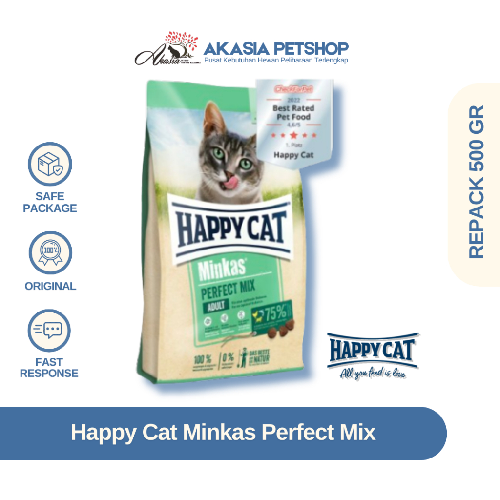 Jual Happy Cat Minkas Perfect Mix|Repack 500 gr|Cat Food|Premium grade ...