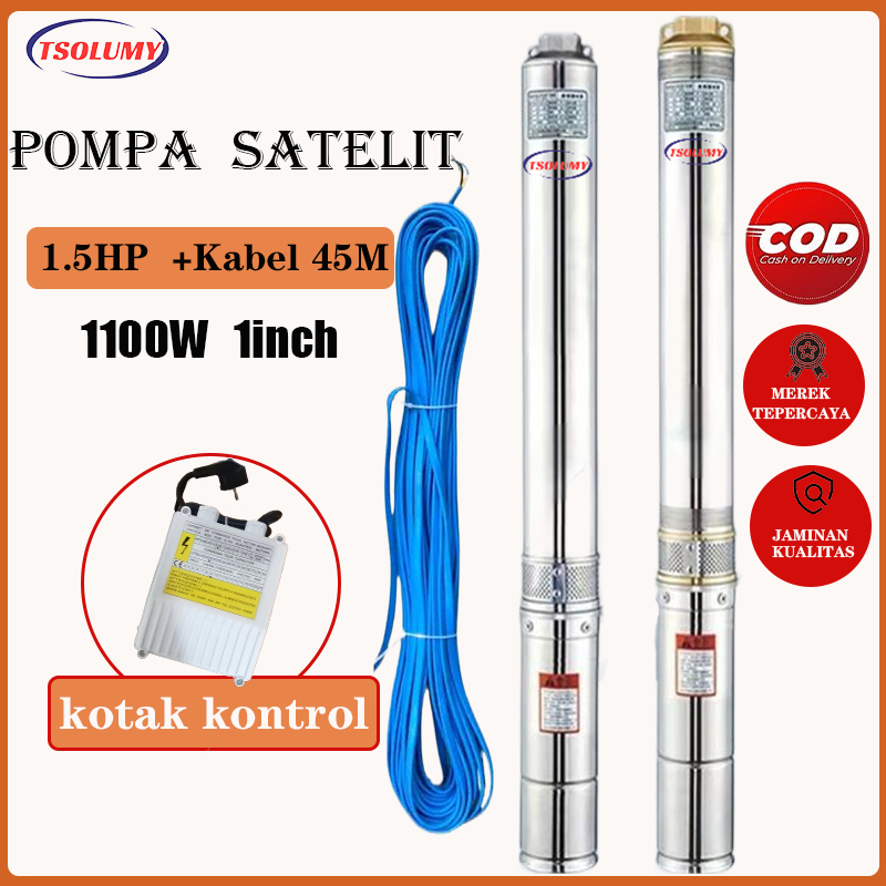 Jual Tsolumy Pompa Satelit 3in 1.5HP1100 Watt Kabel 45M Pompa Stainless ...