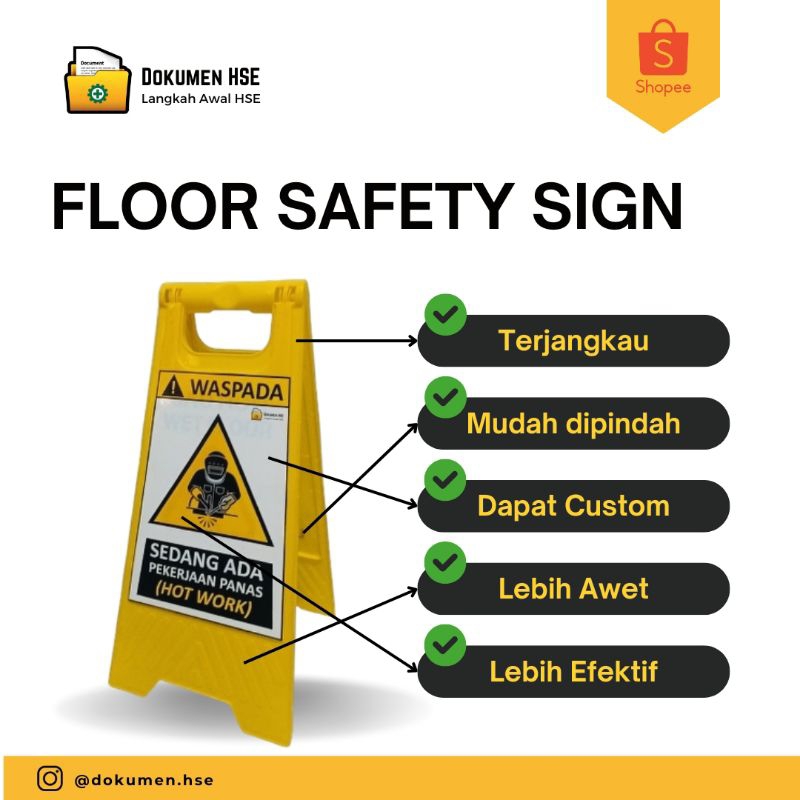 Jual FLOOR SAFETY SIGN (RAMBU KESELAMATAN LANTAI) | Shopee Indonesia